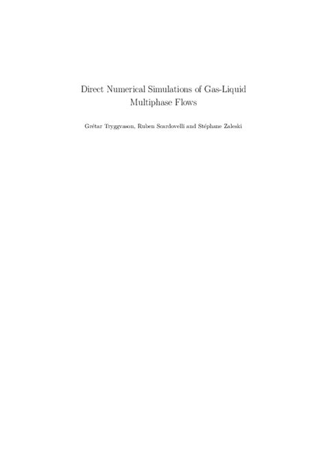Pdf Direct Numerical Simulations Of Gas Liquid Multiphase Flows