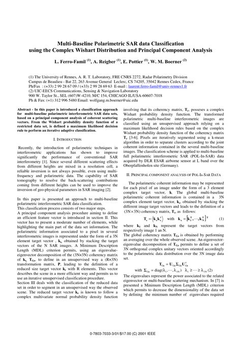 Pdf Multi Baseline Polarimetric Sar Data Classification Using The