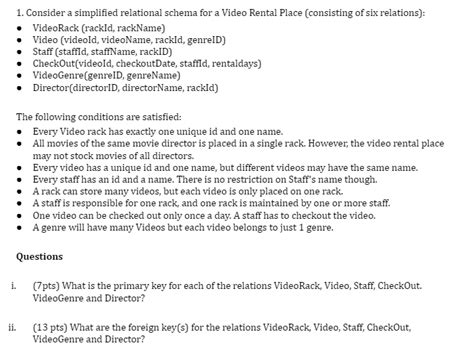 1 Consider A Simplified Relational Schema For A