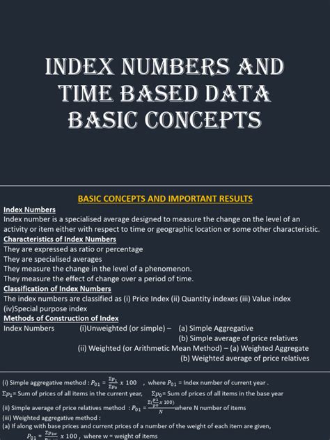 Index Numbers And Time Based Data Basic Concepts Pdf Time Series Index Economics
