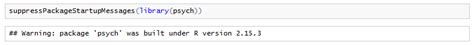 How Do I Suppress The Warning From Including A Library When Using Knitr