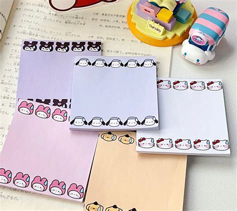 5종류메모지 산리오 미니 메모지 50매 떡메 떡메모지 학용품 키티 마이멜로디 시나모롤 포챠코 폼폼푸린 쿠로미 에이블리