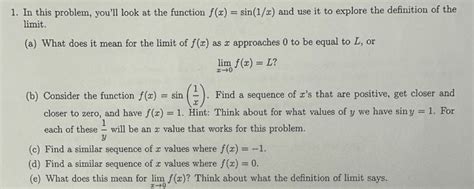 Solved In This Problem You Ll Look At The Function Chegg Com