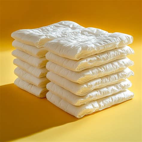 Stack Of White Diapers Is On A Yellow Background Stock Image Image Of