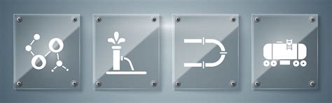 오일 레일웨이 시스터른 산업 파이프 오일 펌프 또는 펌프 잭 및 분자 오일을 설정합니다 정사각형 유리 패널 벡터 0명에 대한 스톡 벡터 아트 및 기타 이미지 Istock