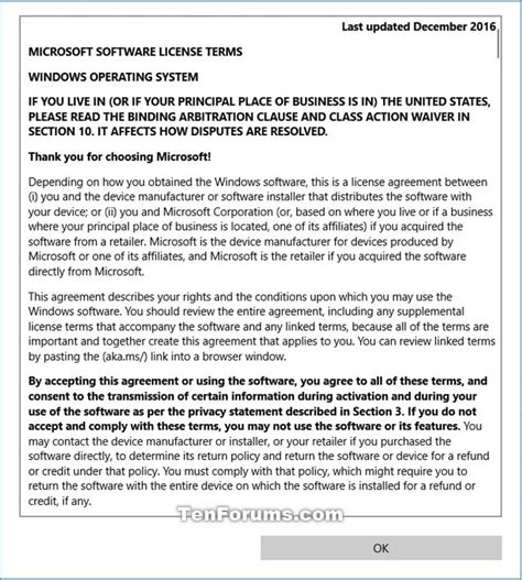 Find Microsoft End User License Agreement Eula In Windows 10 Tutorials
