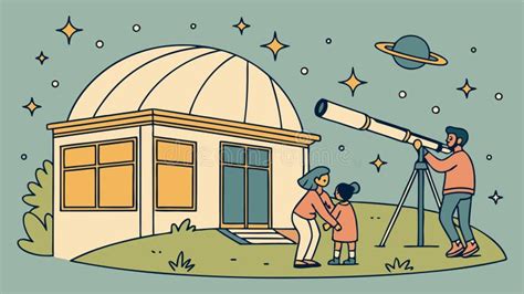 Observatory With Telescope Astronomy And Space Science Exploration Stargazing Vector Design