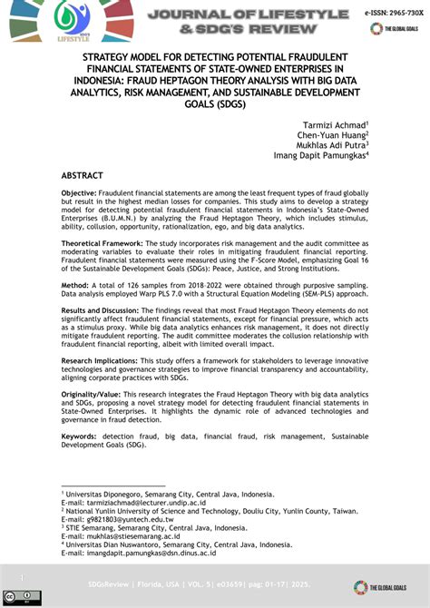 Pdf Strategy Model For Detecting Potential Fraudulent Financial Statements Of State Owned