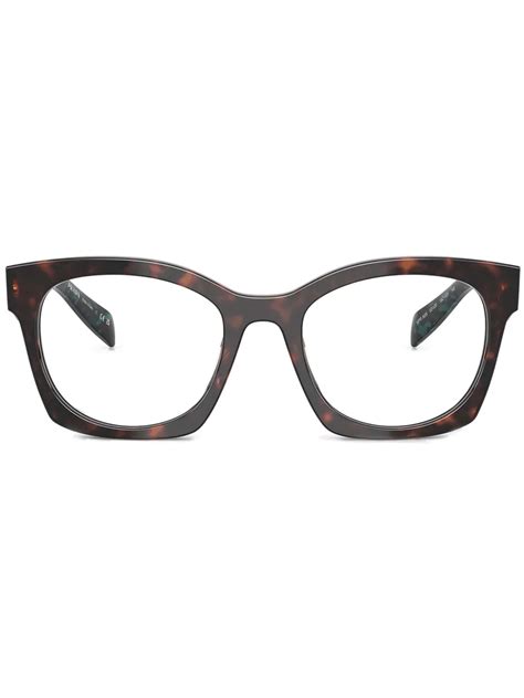 Prada Eyewear Square Frame Glasses Brown Farfetch