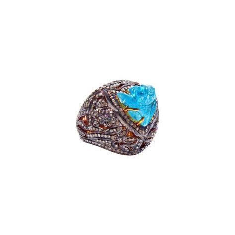 Aquamarine Diamond Dome Cocktail Ring For Sale At 1stdibs