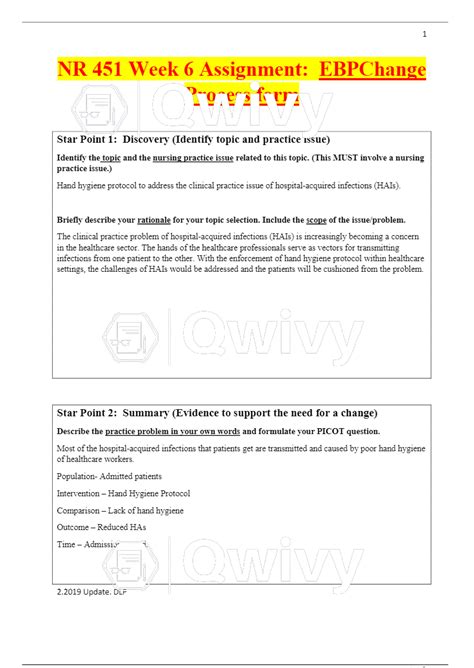 NR 451 Assignment Week 6 EBP Change Process FORM