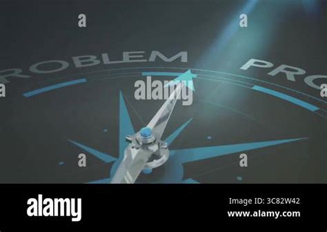 Compass Needle Pointing To Solution From Problem In Animation On Dark