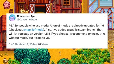 stardew valley 1 6 is mod compatible but you should turn them off