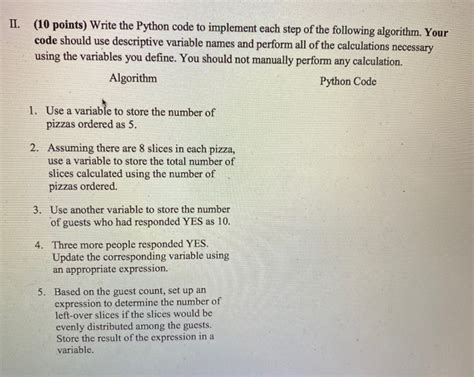 Solved Ii 10 Points Write The Python Code To Implement
