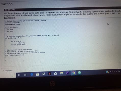 solved fraction fraction implement a new struct based data