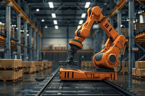 Premium Photo A Robotic Arm Moving Along A Conveyor Belt