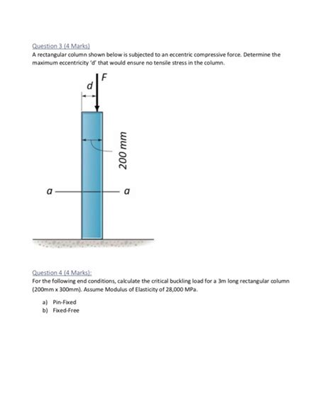 Solved Question Marks A Rectangular Column Shown Below Chegg