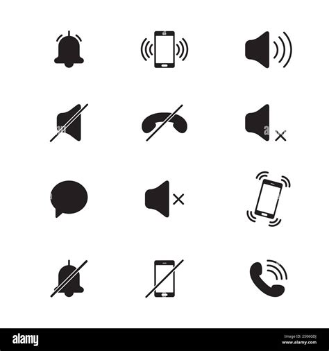 Audio Mobile Phone Icons Mode Of Noise Silence Vibration Various Sound Signal Signs Quiet