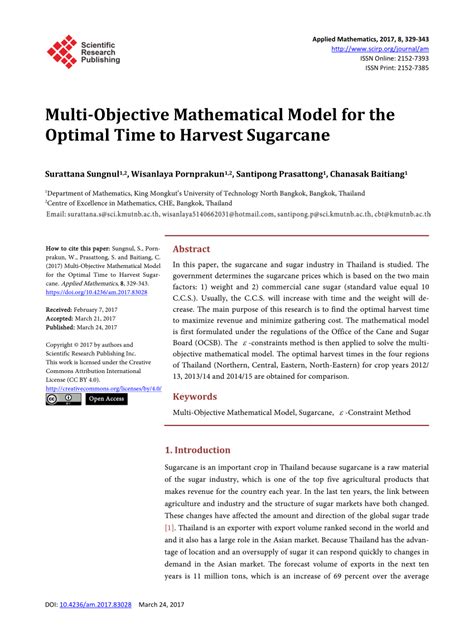 pdf multi objective mathematical model for the optimal time to