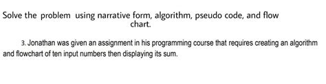 Solved Solve The Problem Using Narrative Form Algorithm