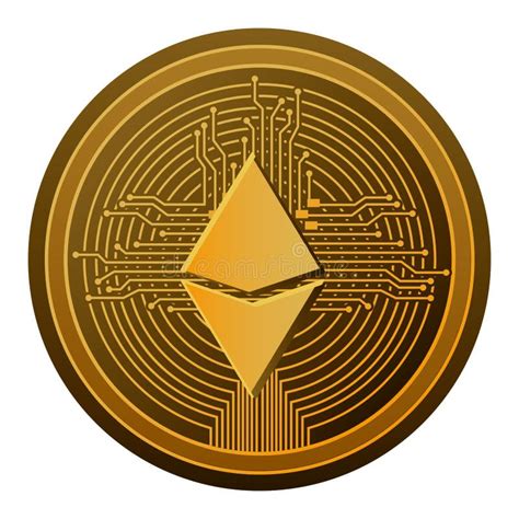 Cryptocurrency Etherum Coin With Circuit Lines Editorial Photo