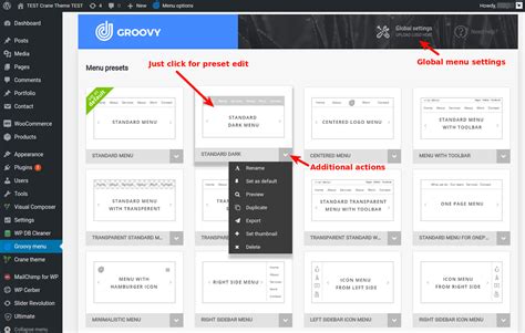Groovy Menu Crane Theme