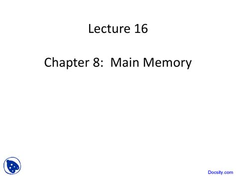 Main Memory Two Computer Operating Systems Lecture Slides Docsity