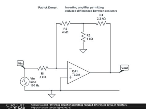 inverting amplifier permitting reduced differences between resistors