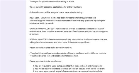 Accu Conference On Linkedin Accu Volunteer Application Form