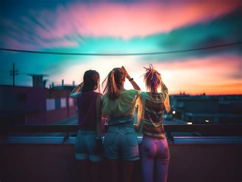 Premium Ai Image Three Girl Friends Share Joyful Moment And Happiness