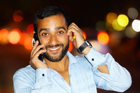 Premium Photo Man Calling Image Happy Face While Calling