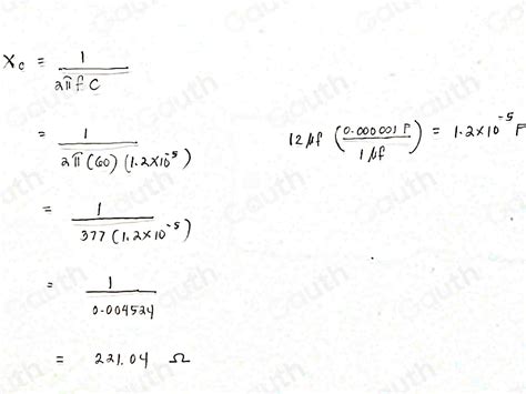 Solved In a Hz circuit containing a µf capacitor the capacitive reactance is ohms