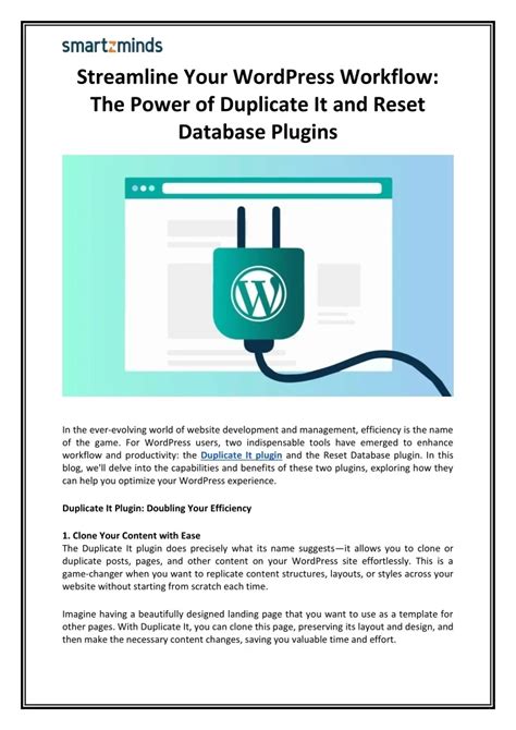 Ppt Streamline Your Wordpress Workflow The Power Of Duplicate It And Reset Database Plugins