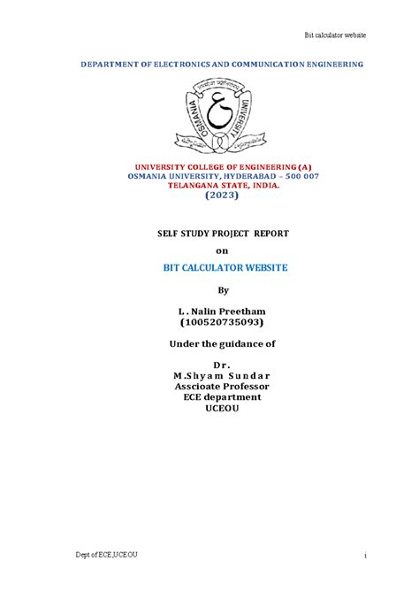 Bit Calculator Website Bit Calculator Website Dept Of Ece Uceou I Department