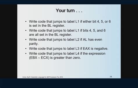 solved your turn write code that jumps to label l1 if