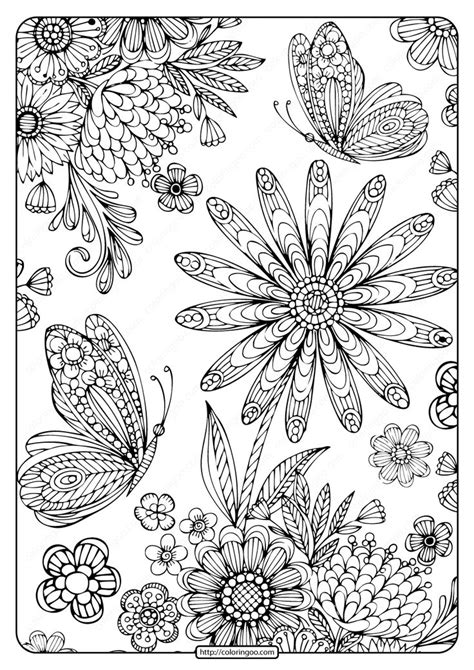 Printable Coloring Book Pages For Adults 001 Flower Pattern With