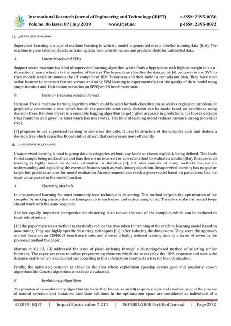 Irjet Machine Learning Techniques For Code Optimization Pdf