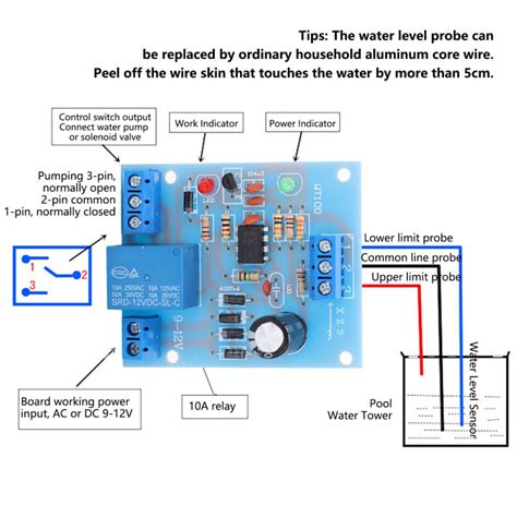 Liquid Level Sensor Water Pumping Filling And Draining Water Level Controller Pcb Board 10a For