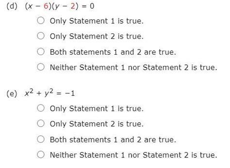 solved for each of the following equations determine which