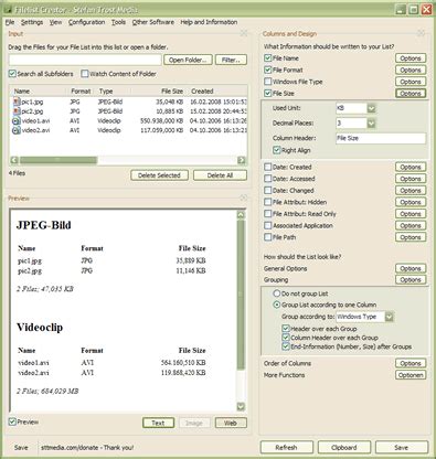 FilelistCreator First Steps