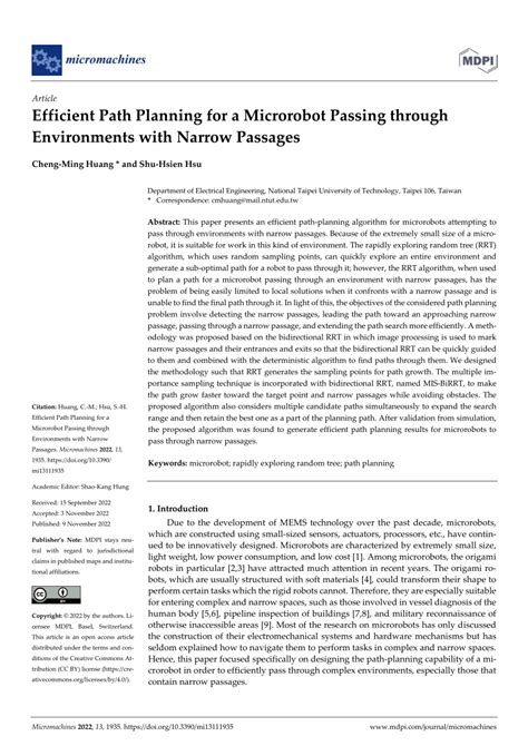 Pdf Efficient Path Planning For A Microrobot Passing Through