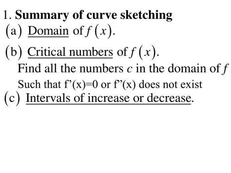 ppt 1 summary of curve sketching powerpoint presentation free
