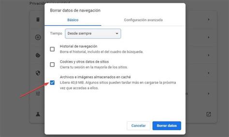 Cómo borrar la caché en Google Chrome