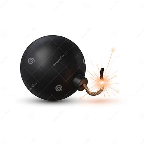 Realistic Bomb with Burning Fuse, Isolated Vector Stock Vector ...