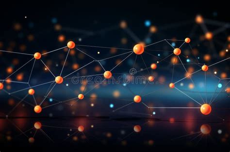 Abstract Blue Background With Interweaving Of Colored Dots And Lines Network Connection