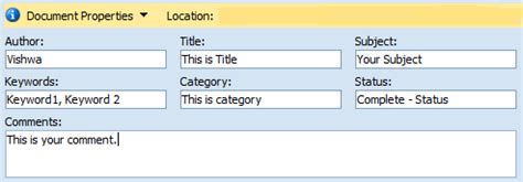 Read And Write Document Properties Of An Excel Document VBA Let S Excel In Excel