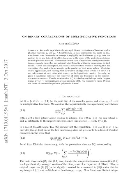 Pdf On Binary Correlations Of Multiplicative Functions