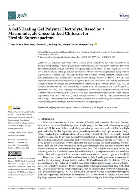 Pdf A Self Healing Gel Polymer Electrolyte Based On A Macromolecule Cross Linked Chitosan For