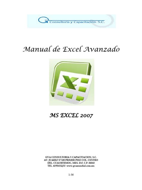 manual excel avanzado 1 pdf microsoft excel hoja de cálculo