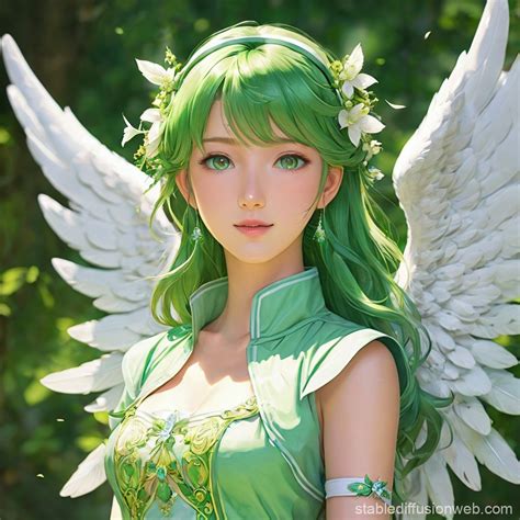 Guardian Angel With Green Theme Stable Diffusion Online